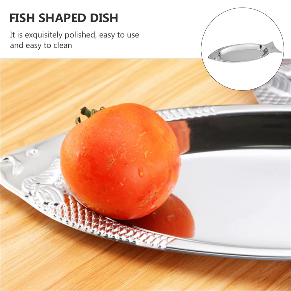 Cabilock Meat Cutting Board 3pcs Fish Platter Stainless Steel Steamed Fish Plate Fish- shaped Plate Snack Appetizer Storage Tray for Home Restaurant Kitchen- 34cm Toddler Meals