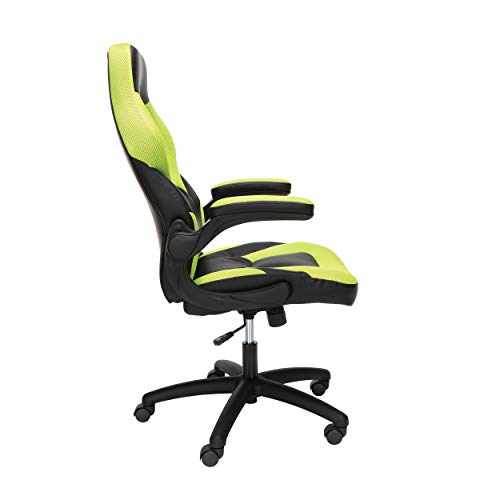 OFM Gaming Chair Ergonomic Racing Style PC Computer Desk Office Chair - 360 Swivel, Integrated Lumbar Support & Headrest, Adjustable Height, Recline Tilt Control, Flip-Up Arms, 275lb Max (2020 Green)