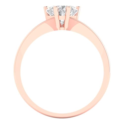 Clara Pucci 1.0 ct Heart Cut Genuine Lab Grown Diamond VS1-VS2 18K Rose Gold Solitaire Bridal Wedding Engagement Designer Ring size 3.5