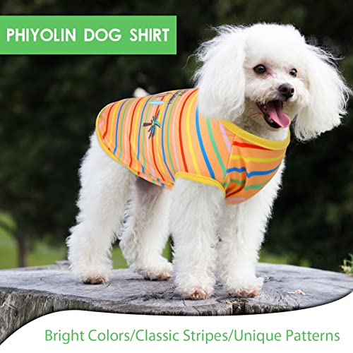 Phiyolin 2-Pack Dog Shirts Striped Stretch Dog T-Shirts for Small and Medium Dogs,Quick Dry Breathable Pet Clothes(M,Blue)