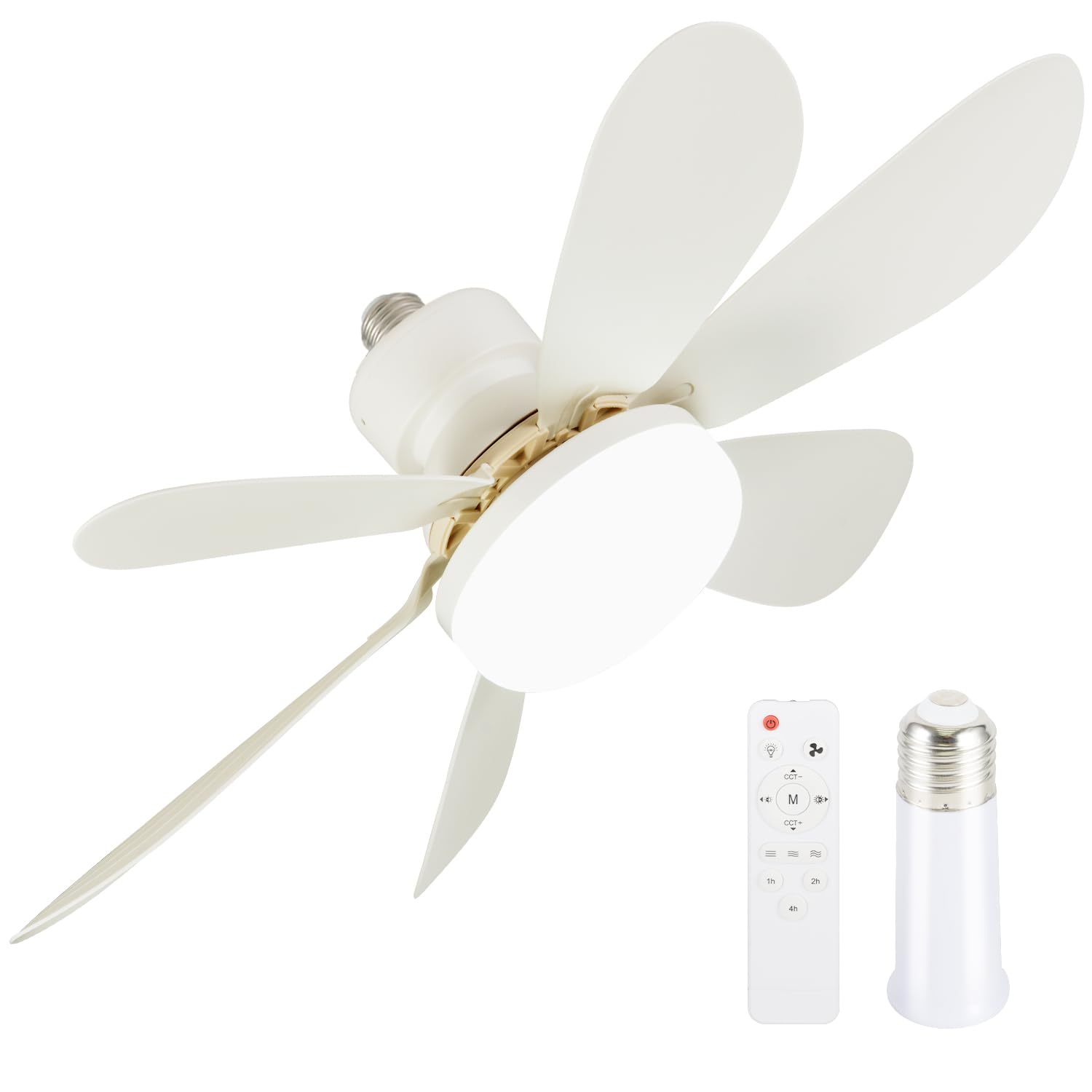 FanLito 20.5"" Light Socket Fan With Remote, Screw In Socket Fan Light For Crowded Corners Ventless, Need Ventilation & Airflow To Dry, For Kids Room, Small Attic, Walk In Closet, Small Kitchen Etc