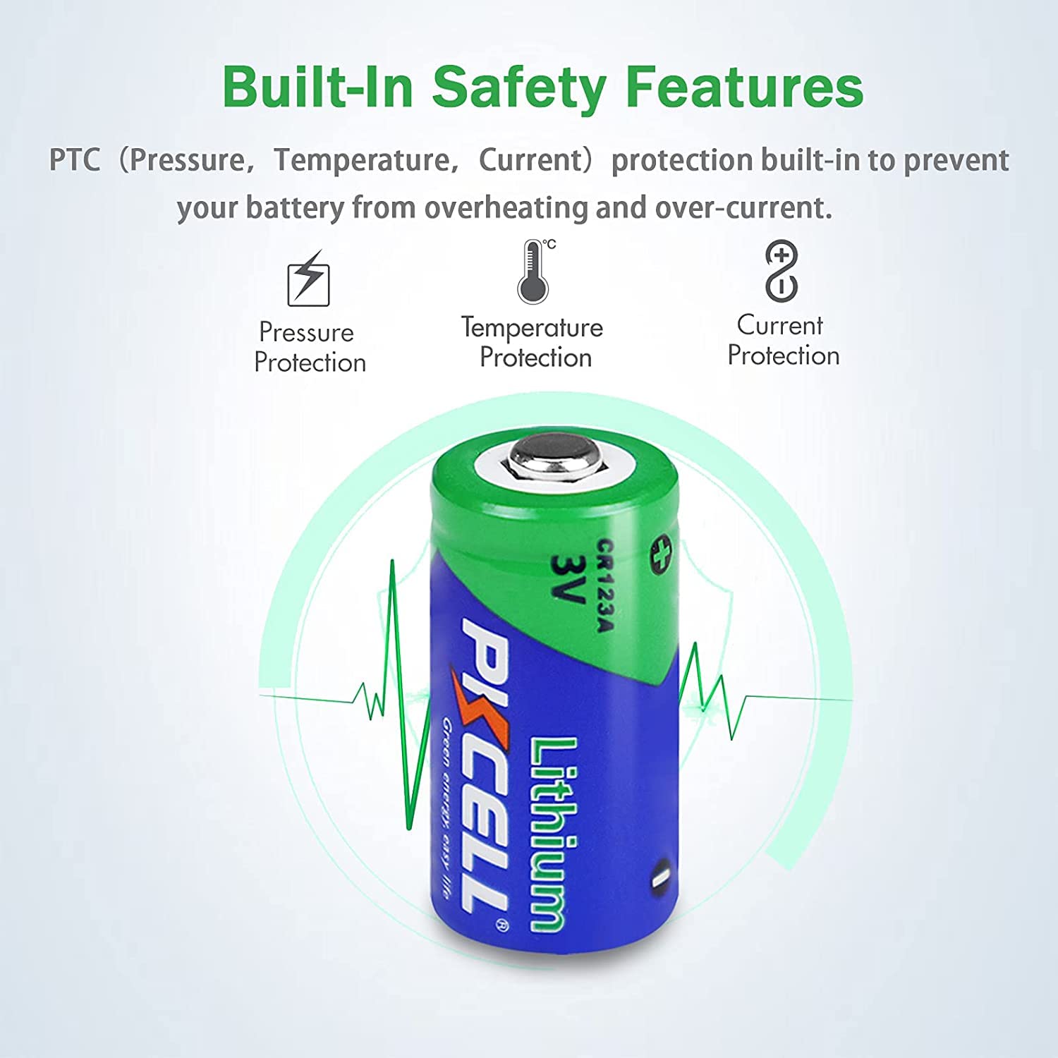 CR123A 3V Lithium Battery 1700mAh 2 Pack, 123 Batteries Lithium, 123A Lithium Batteries 3 Volt High Power, CR123 for High Intensity Flashlight, Home Safety, Security Devices