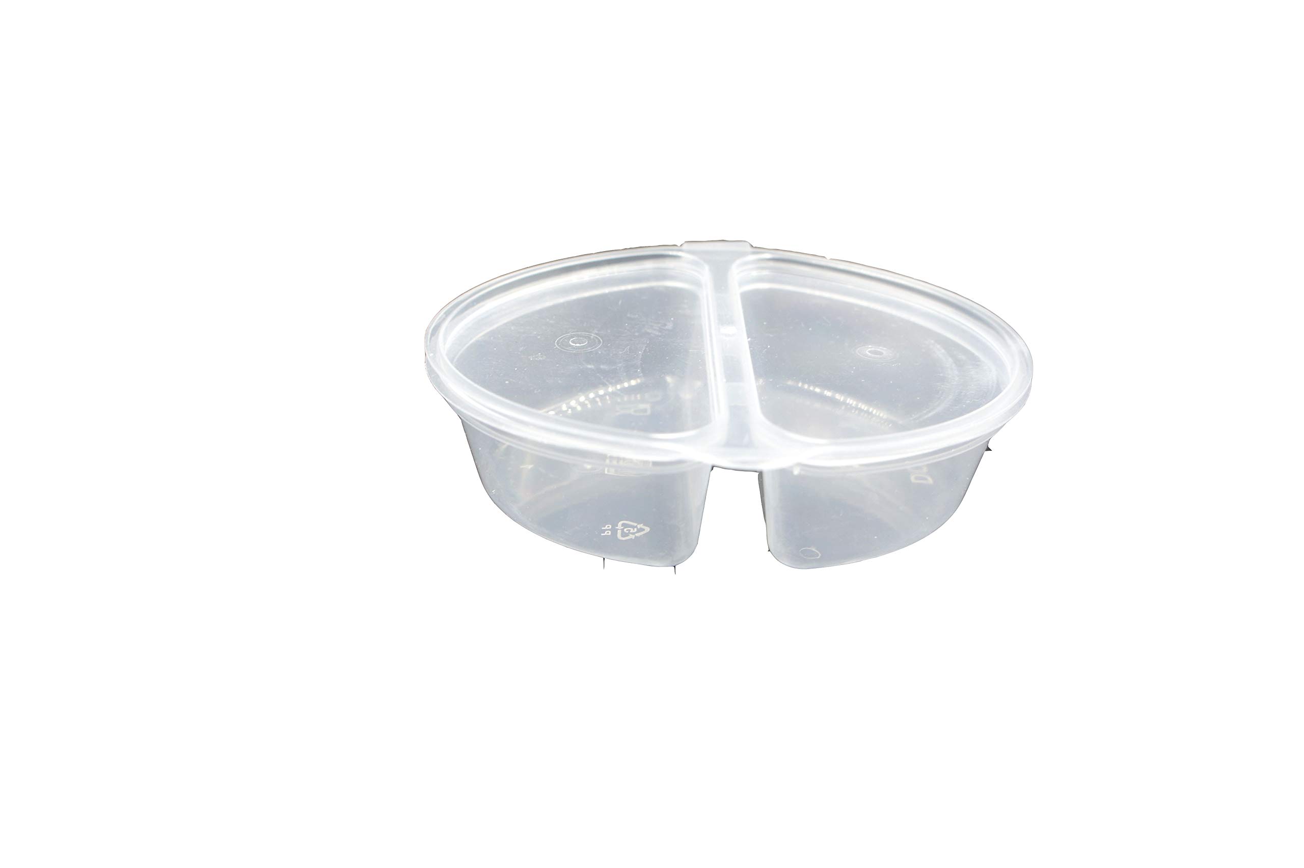 Disposable Two-Compartment Salad Dressing and Condiment Containers with Hinged Llid, (pack of 30,4oz), Perfect for to-go Sauce, Sampling, Travel Snack