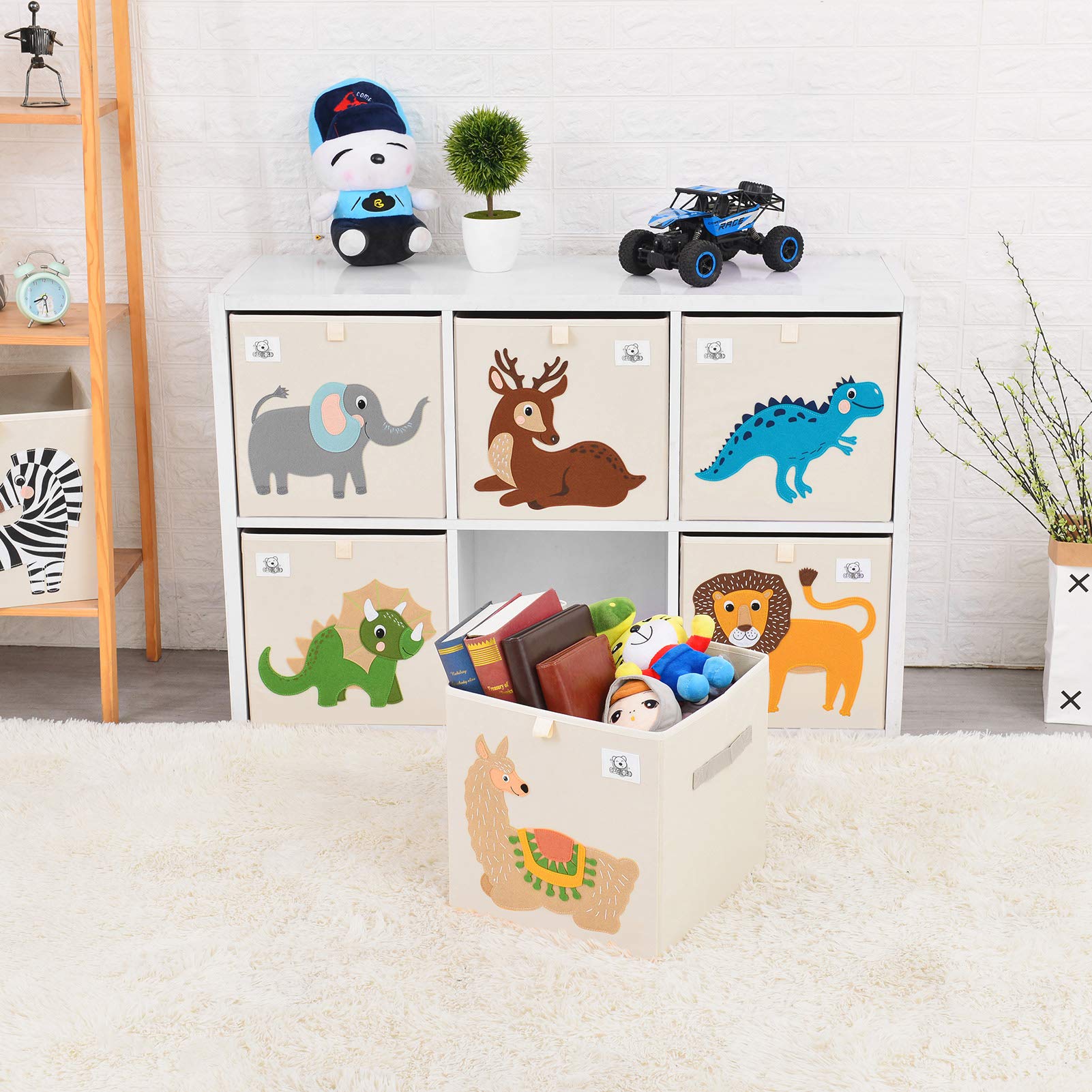 CLCROBD Foldable Animal Cube Storage Bins Fabric Toy Box/Chest/Organizer for Toddler/Kids Nursery, Playroom, 13 inch (Deer)
