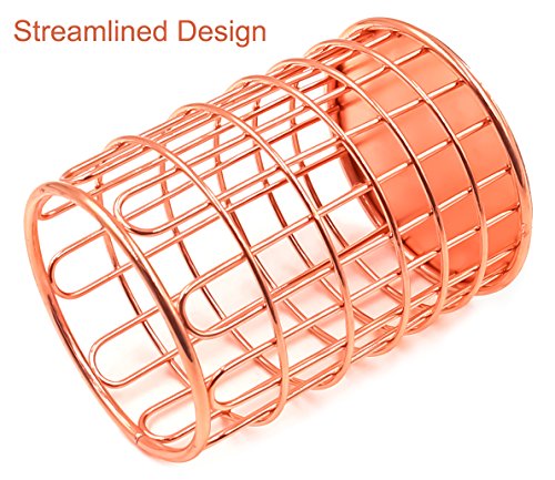 Superbpag Wire Metal Desktop Pencil Holder, Set of 2, Rose Gold