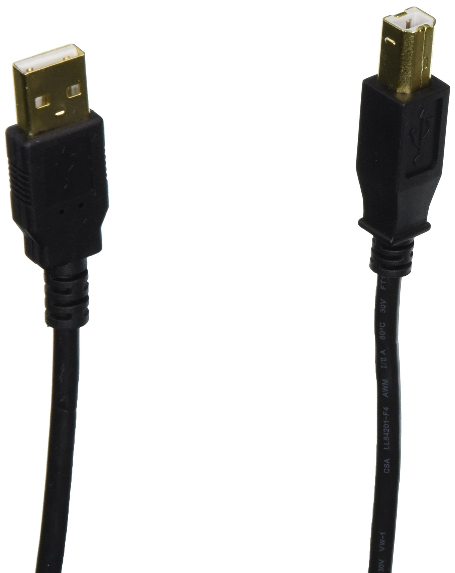 Monoprice 1.5-Feet USB 2.0 A Male to B Male 28/24AWG Cable (Gold Plated) (105436),Black