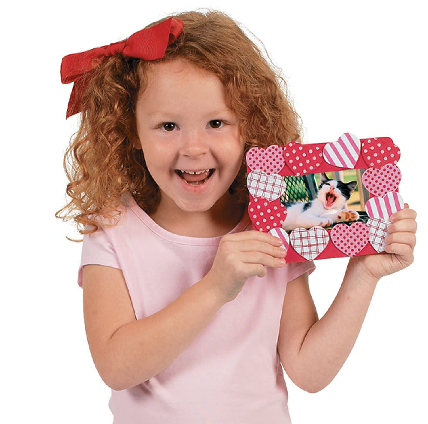 Valentines Craft for Kids (4 Pcs Set) Bear Magnet & Heart Picture Frame Foam Valentines Day Crafts Fun Activity by 4E's Novelty