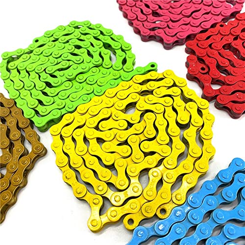 Bicycle Chain Single Speed Fixed Gear 98L with Chain Link Tricycle Bicycle Chain Bike Parts (Color : Pink 1pcs)