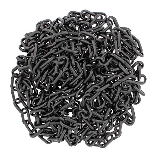 BISupply Black Plastic Chain Links - 25ft x 6mm Plastic Barrier Chain for Safety Crowd Control or Plastic Links Halloween Decor Chains for Costumes