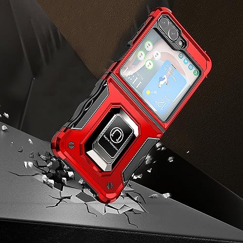 Phone case Compatible with Samsung Galaxy Z Flip 5 Case,Military Grade Drop Proof Protection Cover with 360° Rotation Kickstand Shockproof Dual-Layer Protection Phone Case Phone Protection (Color : V