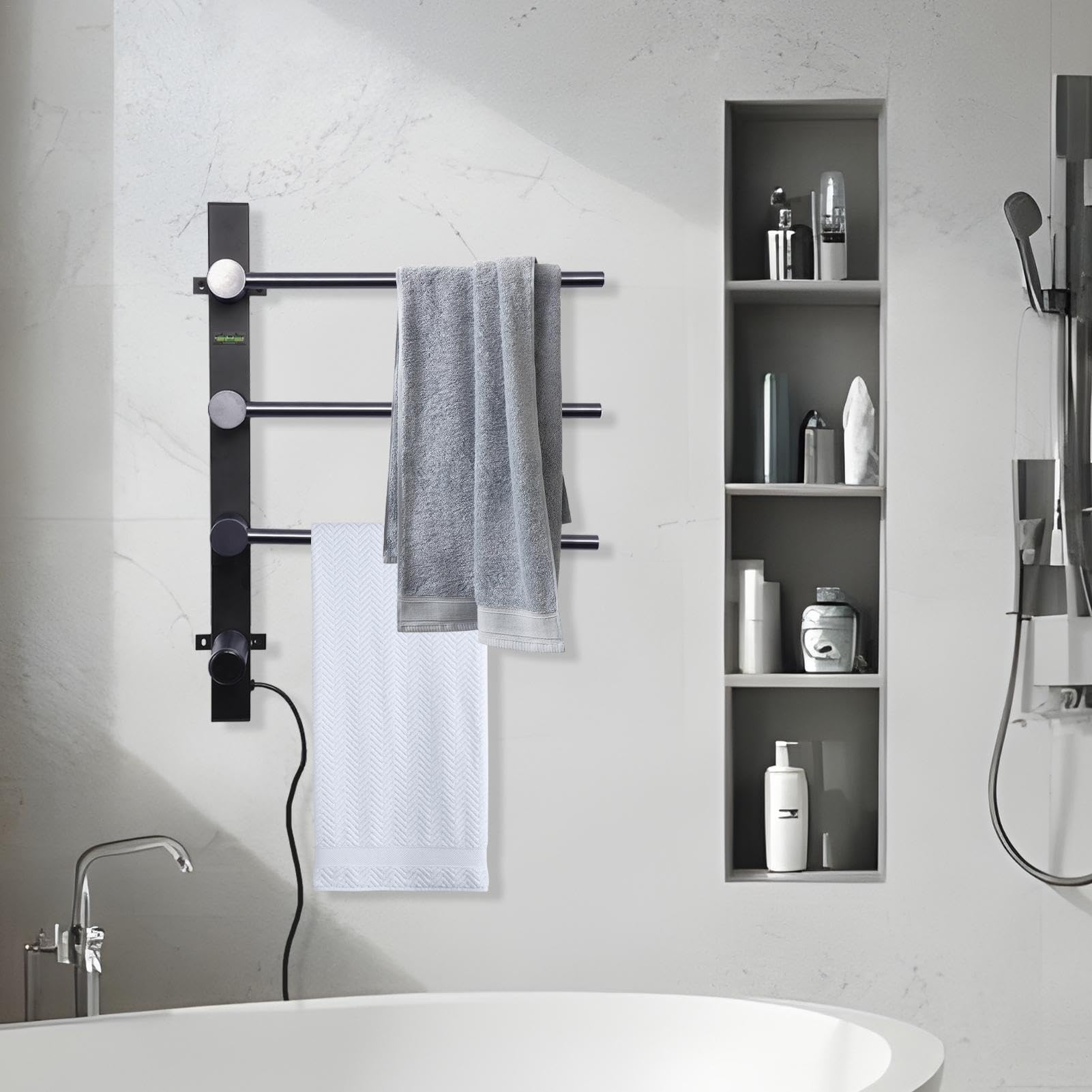 Electric Towel Warmer - Multifunctional Towel Rack Warmer Wall Towel Warmer - LED Display Towel Dryer Rack Towel Warming Rack for Bathroom Kitchen