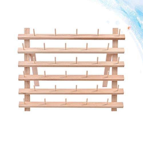 Exceart Thread Storage Rack 30 Spool Cone Foldable Wood Thread Rack Stand Embroidery Machine Holds DIY Bobbin Thread Organizer for Embroidery Craft Sewing Thread Stand Holder