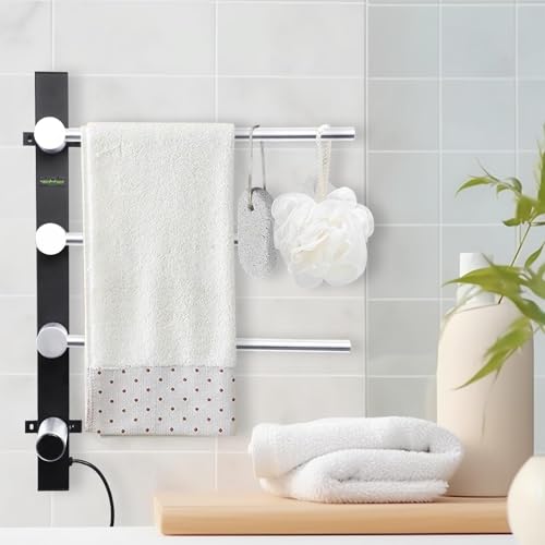 Electric Towel Warmer - Stainless Steel Towel Warmer | 3-Bar Bathroom Towel Heater, Electric Heated Towel Racks for Kitchen/Apartment/Hotel