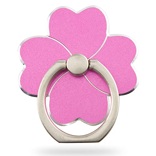 Lucky Grass Cell Phone Ring Holder for Hand, Zinc Alloy Phone Back Ring Grip for Finger or Case (Pink)