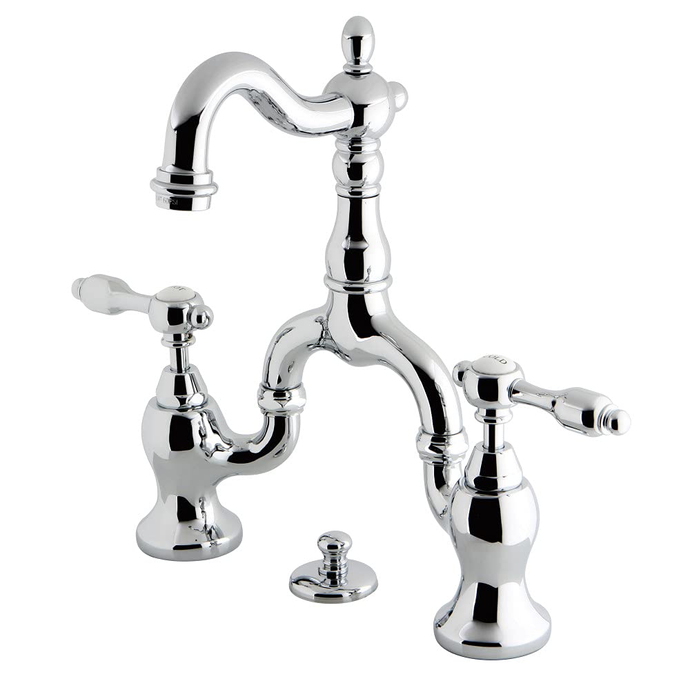 Kingston Brass KS7971TAL 4 3/4" in Spout Reach Bridge Lavatory Faucet with Brass Pop Up, Polished Chrome