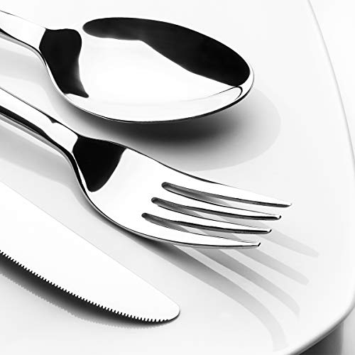 Silverware Set,MASSUGAR 20-Piece Silverware Flatware Cutlery Set, Stainless Steel Utensils Service for 4, Include Knife/Fork/Spoon, Mirror Polished (Silver)