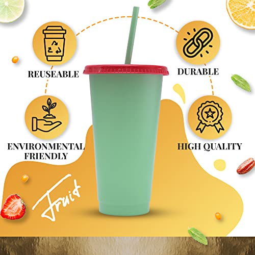 Reznap - Color Changing Cups - 5x Cups & Straws - 24 oz - BPA Free - Reusable Tumblers with Lids and Straws - Easy to Take Anywhere - Summer Party Cups - For Kids and Adults