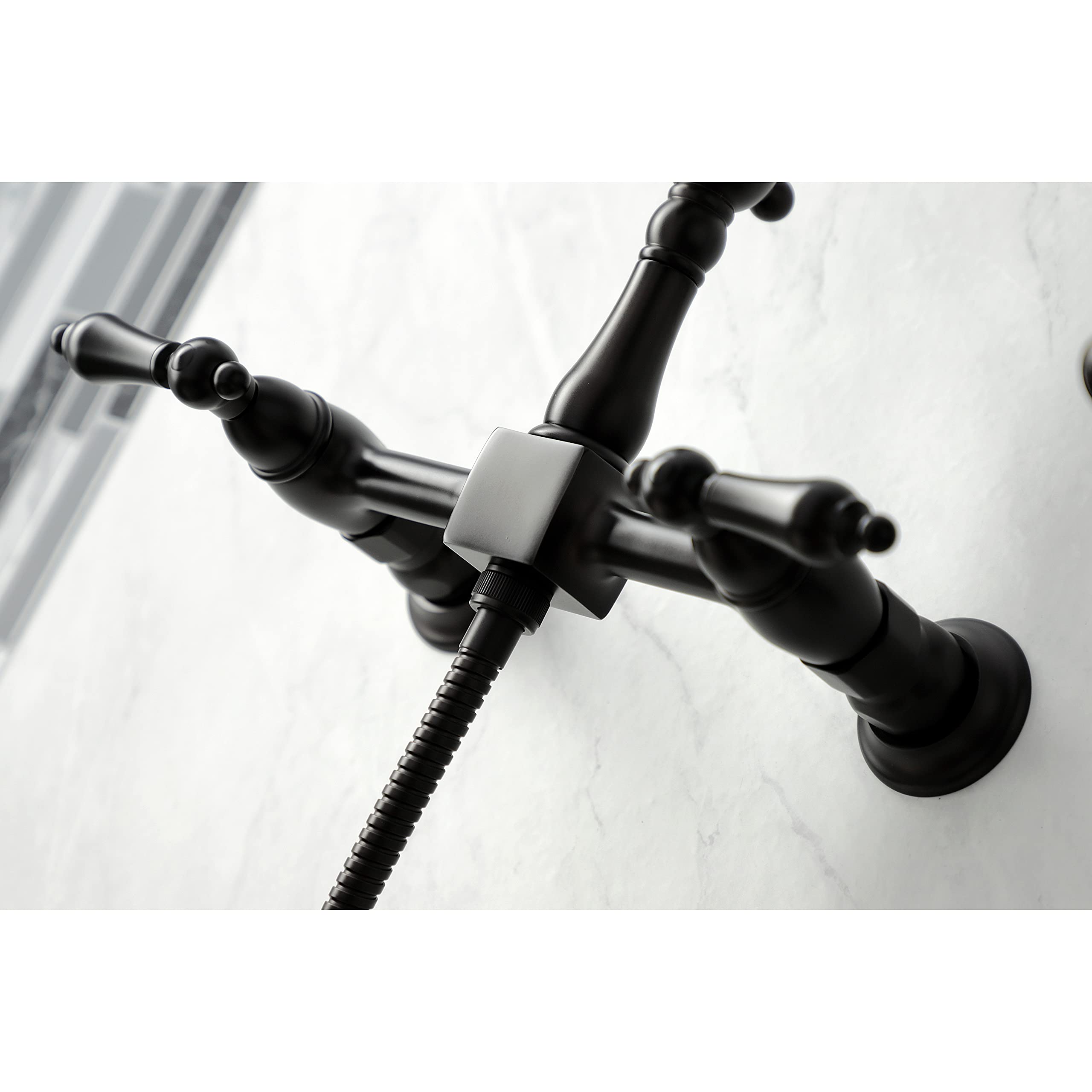 Kingston Brass KS1265ALBS Heritage Bridge Kitchen Faucet, Oil Rubbed Bronze