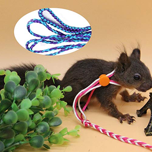 Hamster Leash Small Pet Harness No Harm Nylon Braided Collar Flying Squirrel Other Small Pets for Squirrel Hamster(Blue+Purple)