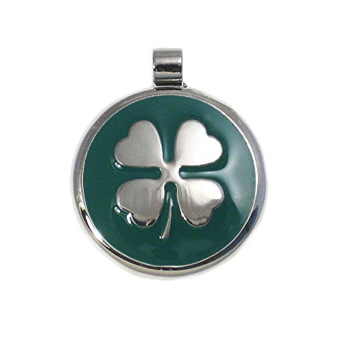 LuckyPet Pet ID Tag - Clover Jewelry Tag - Dog & Cat Pet Tags - Custom Engraved on The Back Side - Size: Large, Color: Green