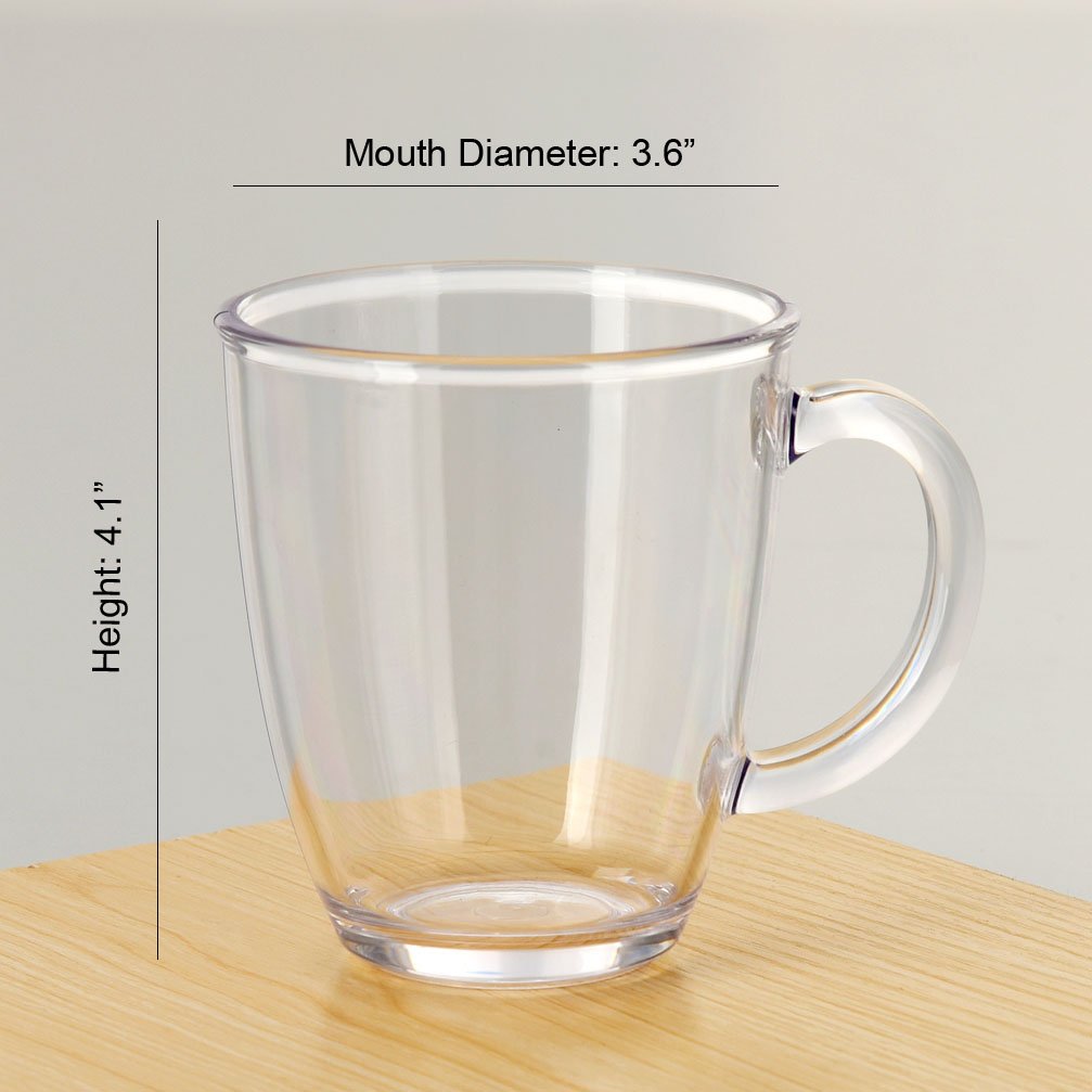 City Point 4 pcs 14 OZ OZ Crystal clear Plastic Coffee Mug, Break-Resistant Commercial Plastic Party Juice Cups, Picnic Drinking Cup