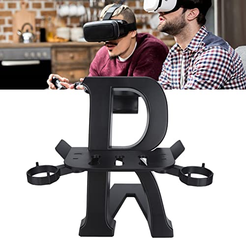 VR Stand, Easy to Install VR Headset Stand and Controller Holder Lens Friendly Compatible with a Stable Base for Rift S for Quest 2 for Vive(Black)