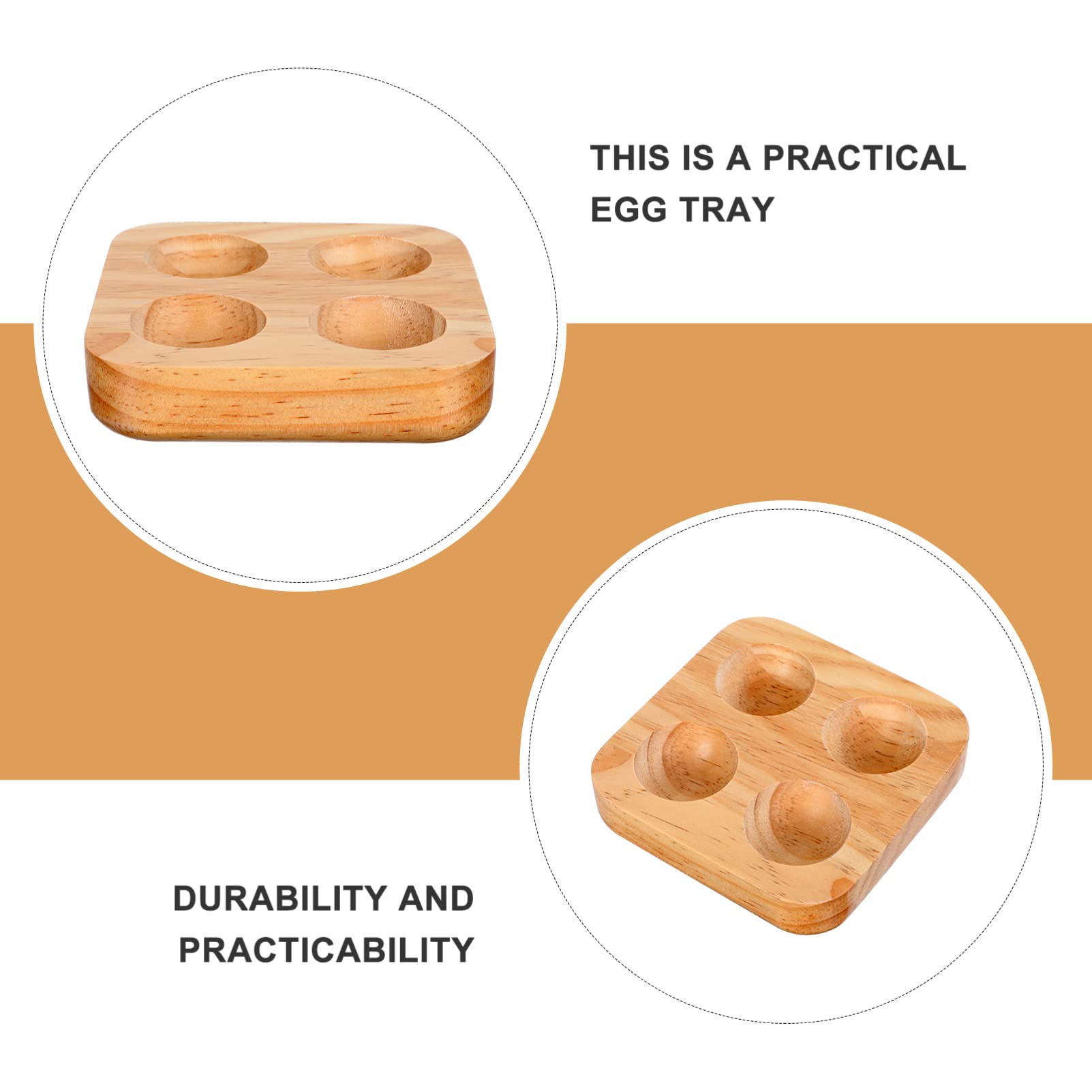 Cabilock Wood Egg Holder Egg Tray 4 Holes Egg Plate Egg Display Stand Storage Containers Rack Egg Decorating Kit for Tabletop Refrigerator
