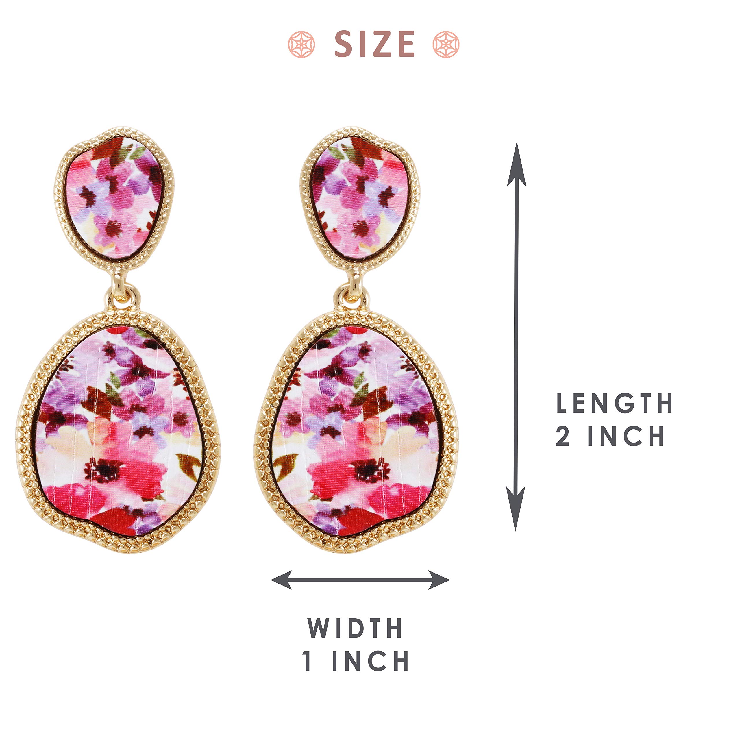 BONALUNA Bohemian Wood And Marble Effect Oval Shaped Drop Statement Earrings (TURQUOISE)