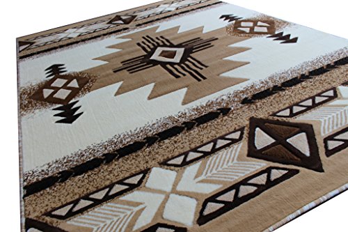 South West Native American Area Rug Design C318 Ivory (5 Feet X 7 Feet)