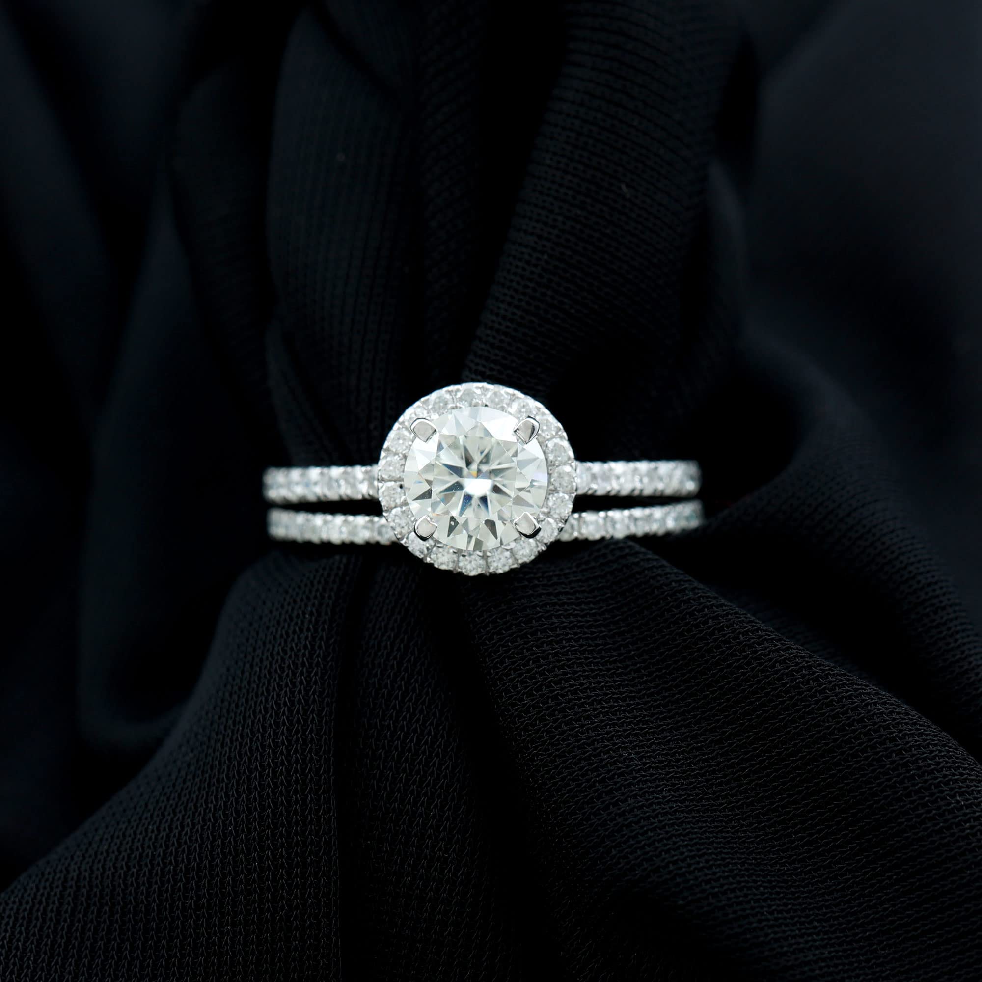 Certified Moissanite Diamond Wedding Ring Set, D-Vs1 Quality, Moissanite Bridal Ring Set (Ready to Gift), 14K White Gold, Size:US 12.00