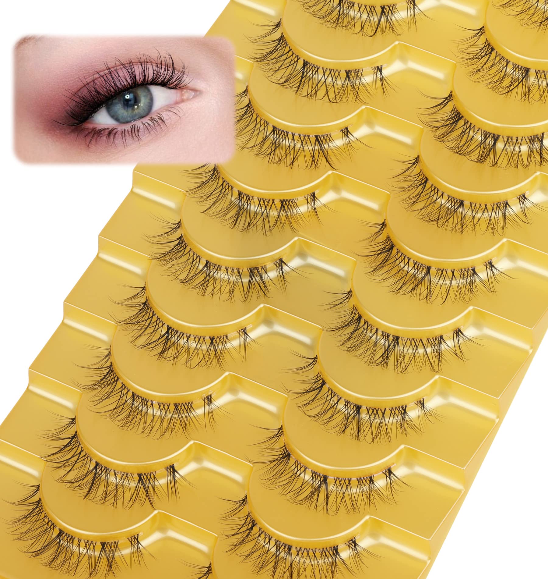 False Eyelashes Natural Look Clear Band Wispy Lashes Mink zanlufly Fluffy 3D Lashes that Look Like Extensions Soft Handmade Fake Eyelashes Lashes Pack