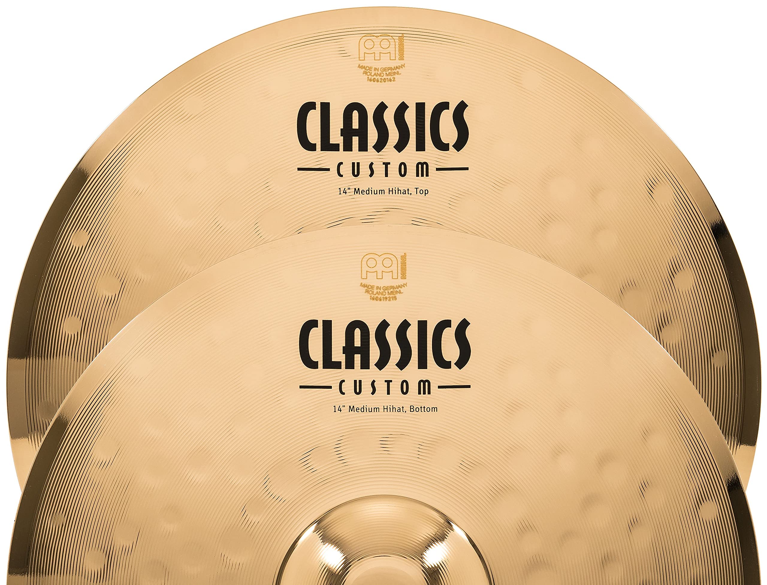 Meinl 14" Medium Hihat (Hi Hat) Cymbal Pair - Classics Custom Brilliant - Made in Germany, 2-YEAR WARRANTY (CC14MH-B)