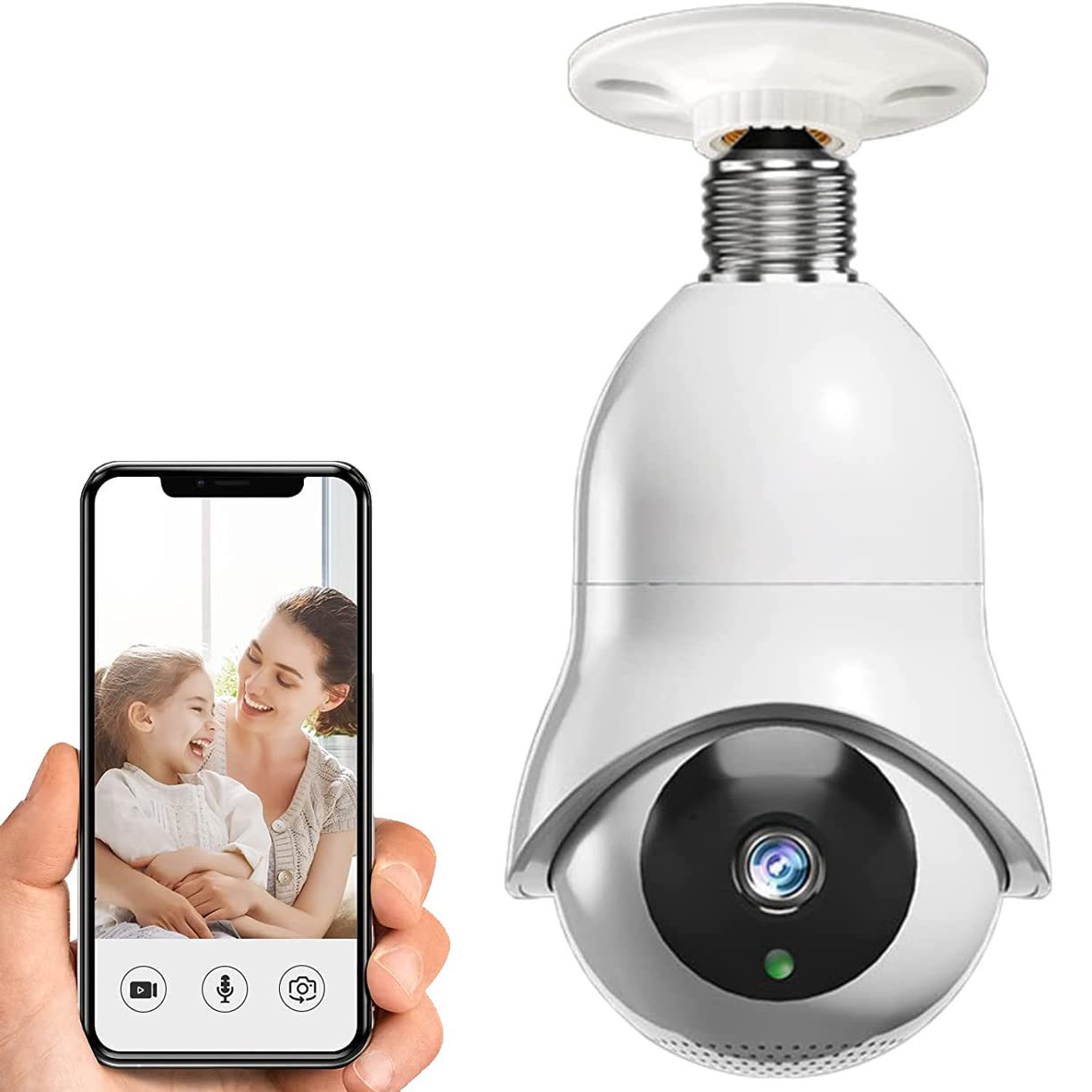 Burbifro 360° Security Lightbulb Camera, 2.4GHz & 5GHz 360 Degree WiFi Light Bulb Surveillance Camera, Wireless Camera for Home Security, Motion Detection, Two-Way Audio Cam