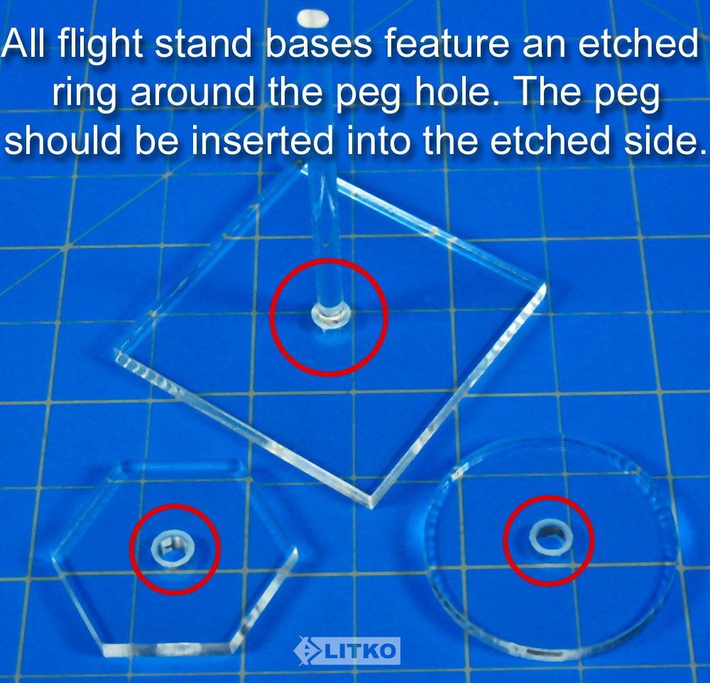 LITKO 27mm Circular Flight Stand Kit | Compatible with Star Wars: Legion | 3mm Clear with 1.25 inch Peg | 10 Pack