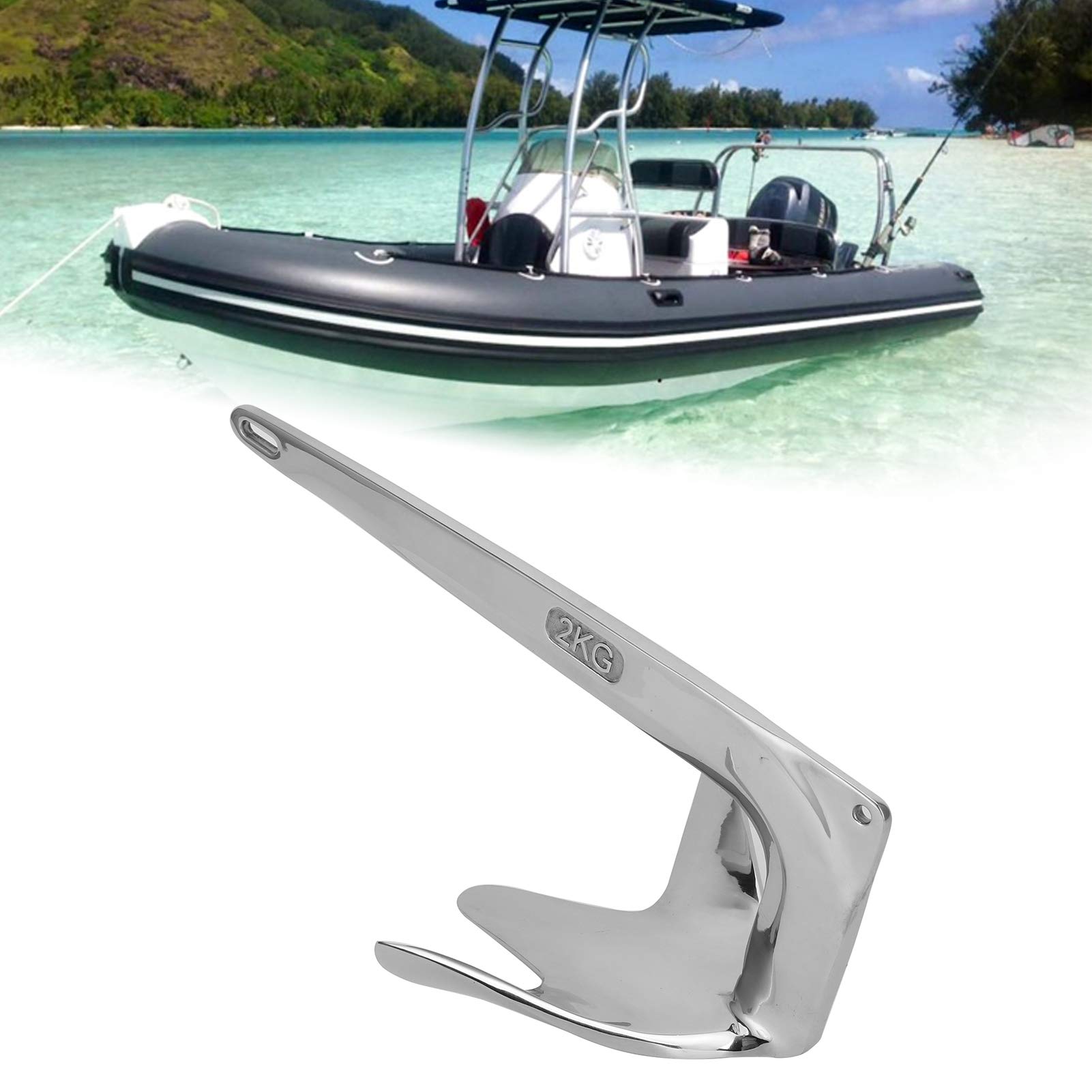 Claw Anchor Qiilu 4.4 lbs 2 kg 316 Stainless Steel Claw Boat Anchor Boats from 15β22 ft Marine Accessories