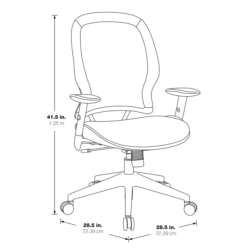 SPACE Seating Professional AirGrid Back and Mesh Seat, 2-to-1 Synchro, Adjustable Arms and Tilt Tension Task Chair, Dark Grey