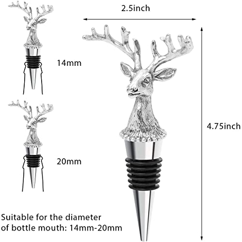 Deer Wine Stoppers ,Food-grade Stainless Steel Wine Stopper with Gift Box,Reusable Wine Corks,Good for Gifts, Bars, Holiday Parties