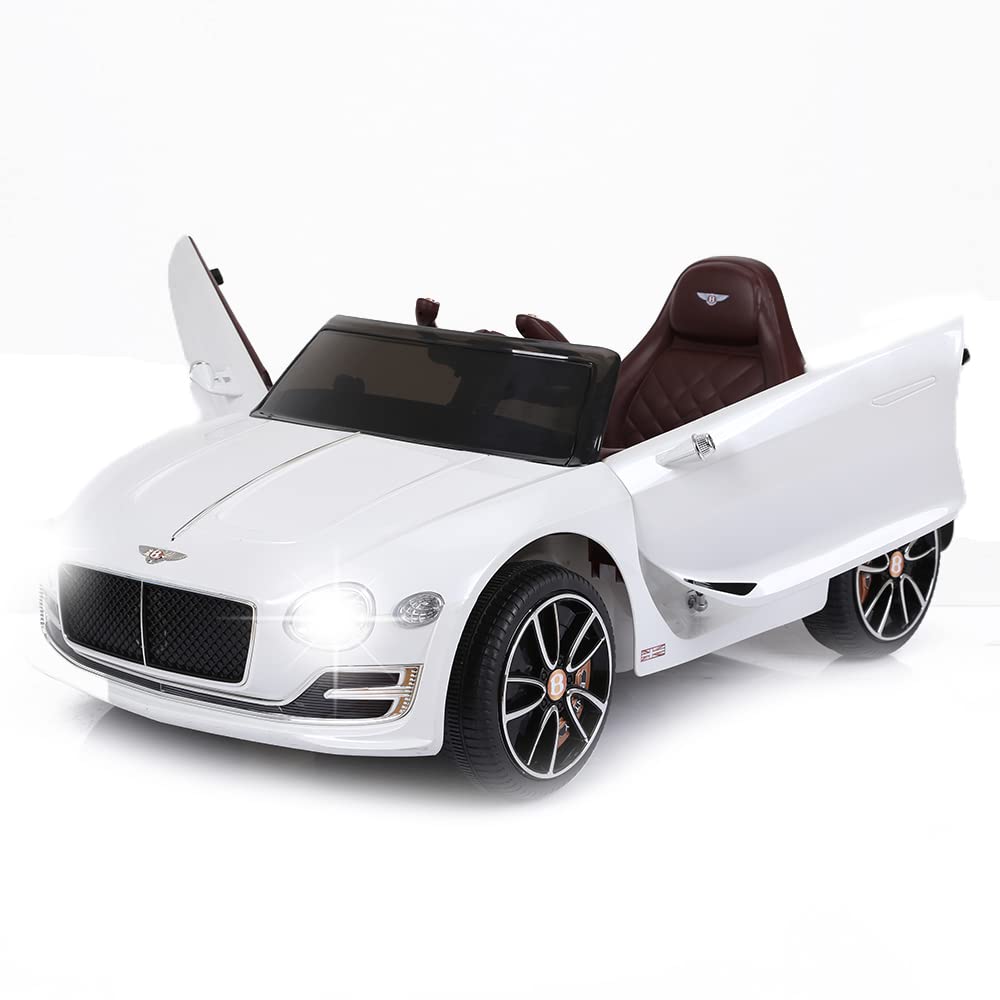 Bentley EXP 6V Battery Powered Ride On Car for Kids, Remote Control Toy Vehicle with Music Player, LED Light, 2 Driving Modes (6V White)