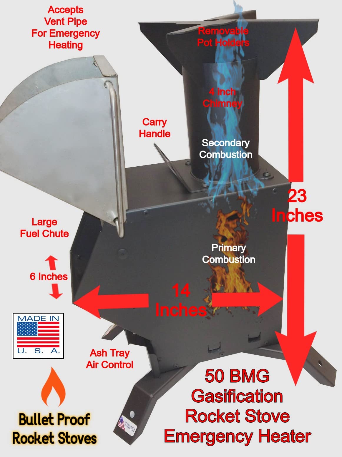 Bullet Proof Rocket Stoves 50 BMG Cooking and Emergency Tent Heater