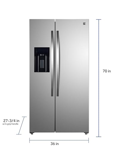 Kenmore 46-51805 Counter-Depth Side Refrigerator/Freezer with Stainless Steel, Water Dispenser, Ice Maker, Quiet and Energy Efficient Inverter Compressor, 36 Inch