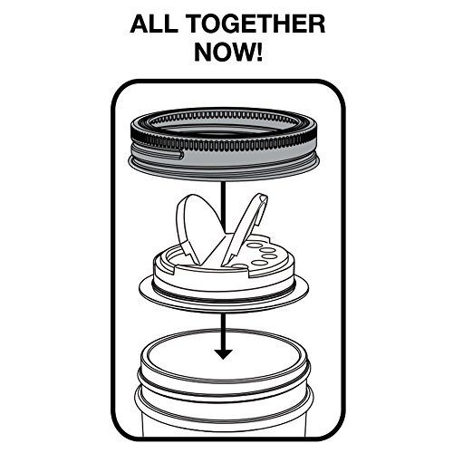 Jarware Spice Lids for Regular Mouth Mason Jars, Set of 2, Black and White