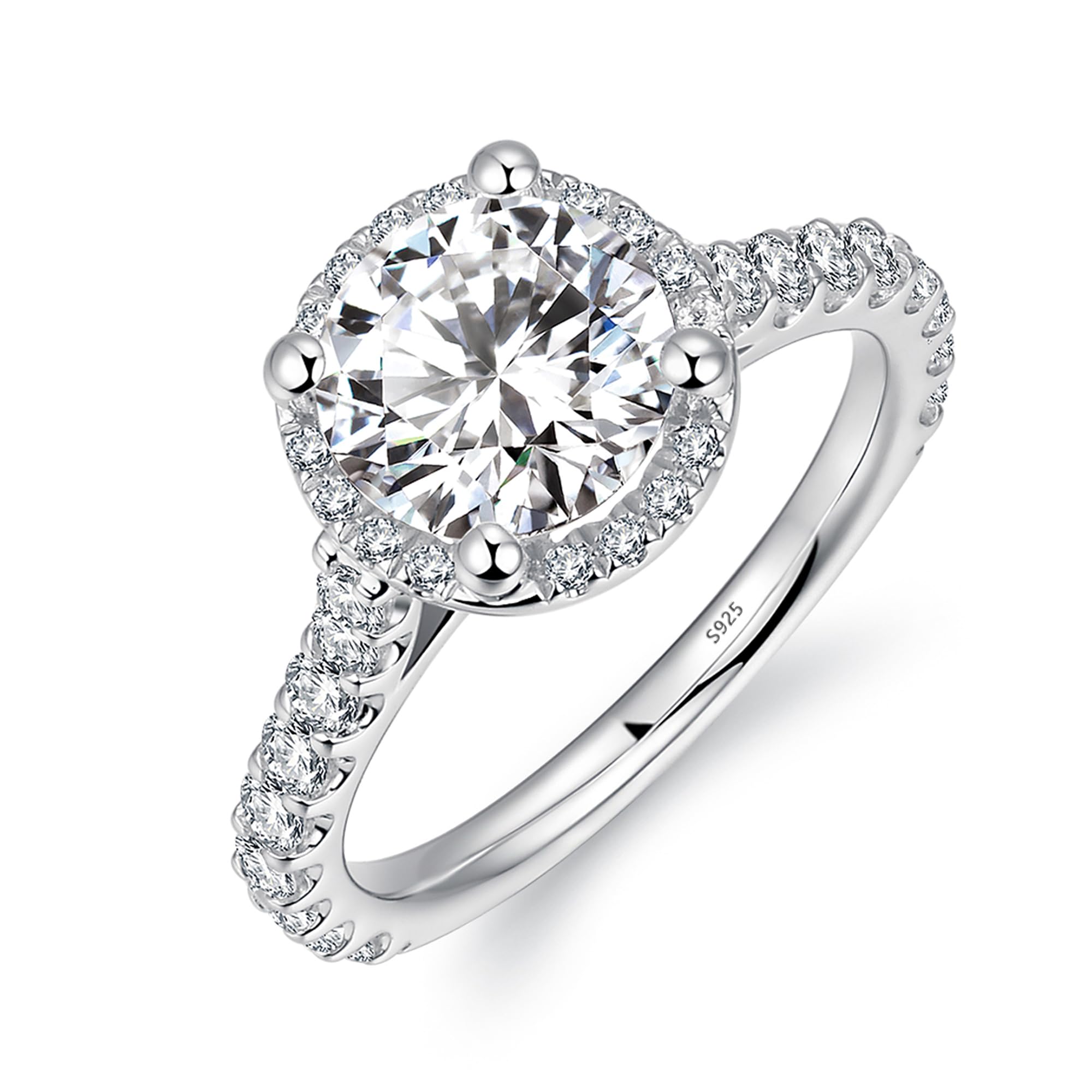 CGSRING 2 Carat Moissanite Engagement Ring 2ct Round Cut Moissanite Rings Round Cut Halo Engagement Ring (7)