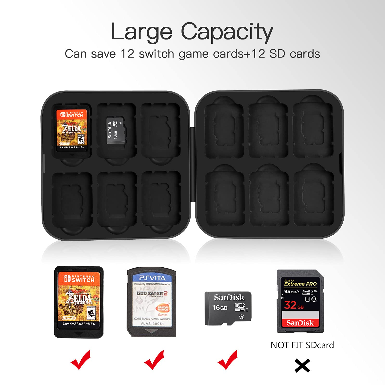 UFOPETIE 12 in 1 Game Card Case for Nintendo Switch Animal Crossing Bear Switch Game Case for Nintendo Switch Game Storage,Compatible with Nintendo Switch Game Card