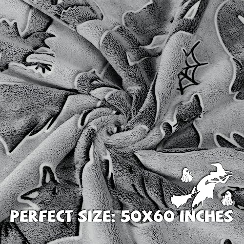 REXEO Throw Blanket Kids Soft Fleece Blankets Black Cat Halloween Throw Blanket 50"×60"