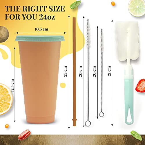 Reznap - Color Changing Cups - 5x Cups & Straws - 24 oz - BPA Free - Reusable Tumblers with Lids and Straws - Easy to Take Anywhere - Summer Party Cups - For Kids and Adults