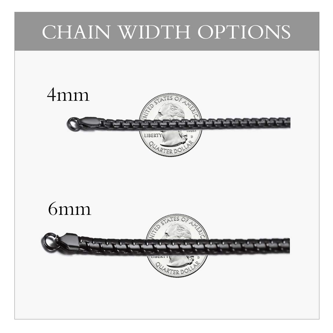 Black Flat Chain Male Necklace 18 Inch 4mm Hip Hop Jewelry Gift for Men