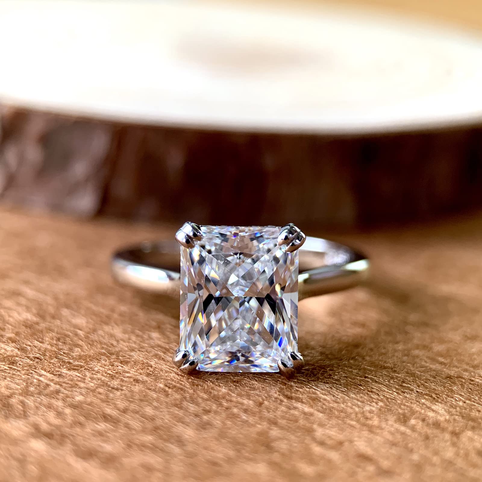 CGSRING 8x10mm 4 Carat D Color VVS1 Radiant Cut Solitaire Moissanite rings Moissanite Engagement Ring Size 4-12 (5)