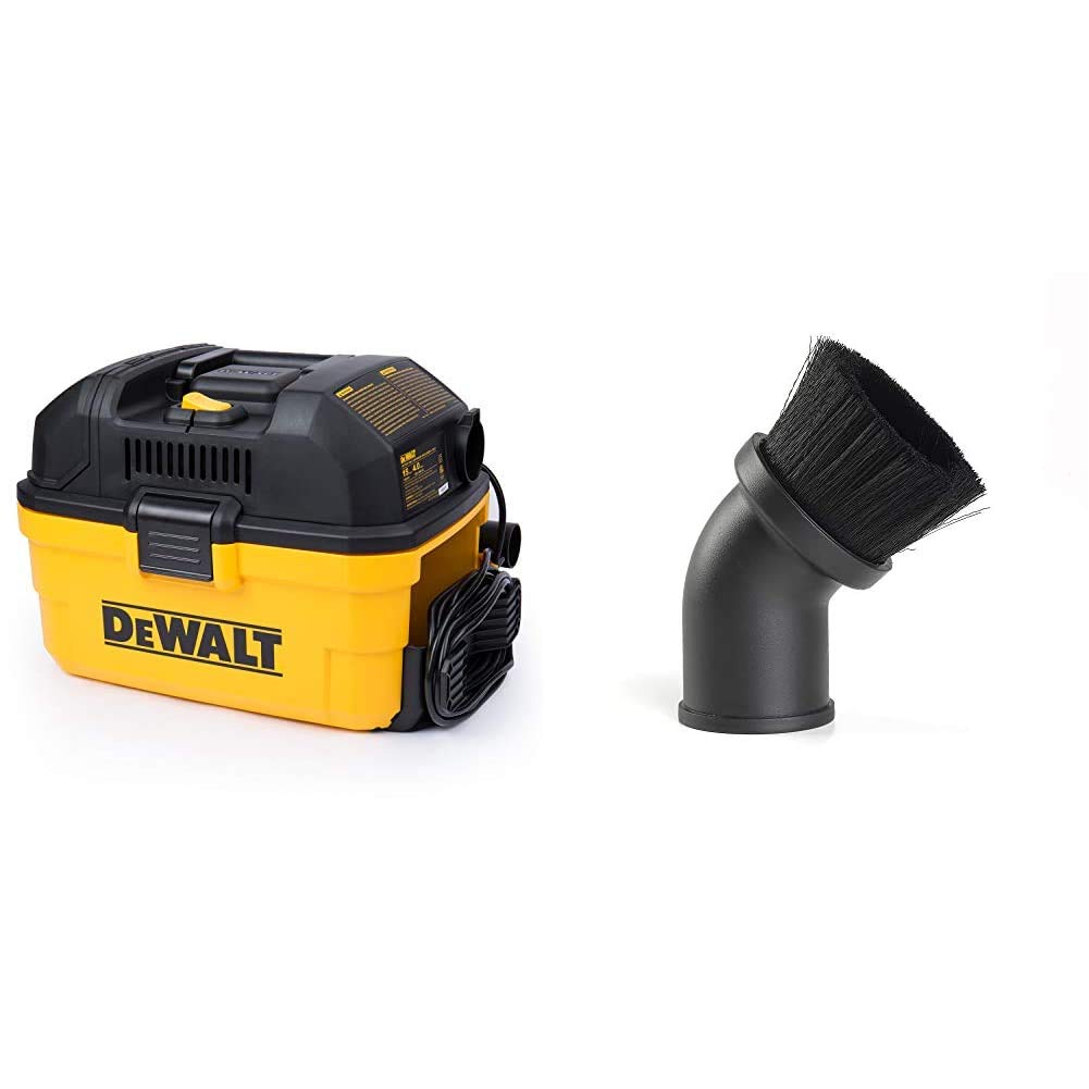 DEWALT Portable 4 Gallon Wet/Dry Vaccum, Yellow & Craftsman CMXZVBE38725 1-7/8 in. Dusting Brush Wet/Dry Vac Attachment