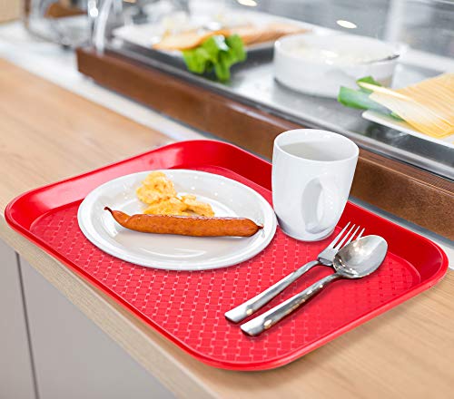 Fast Food Cafeteria Tray | 10 x 14 Rectangular Textured Plastic Food Serving TV Tray | School Lunch, Diner, & Commercial Kitchen Restaurant Equipment (Black)