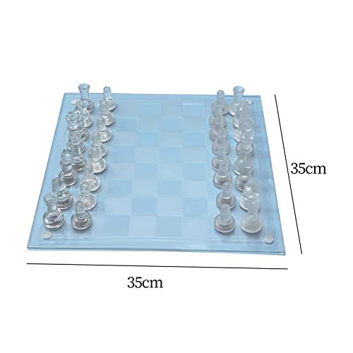 rockible Crystal Chess Board Adults Play Set Frosted Chess Board Set Portable Elegant Chess Set for Adult for Camping Picnics Leisure Gift Activity